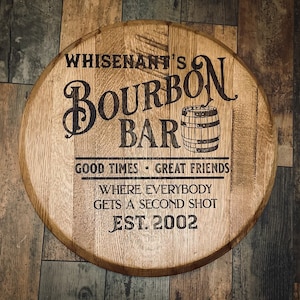 Custom Barrel Lid, Bourbon Bar Barrel Lid, Custom Bourbon Bar Barrel ...