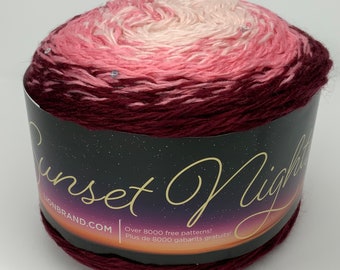 Lion Brand Sunset Nights Santorini Yarn Purple Sequin Acrylic Blend 3.5 ...