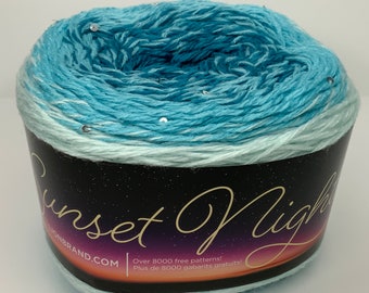 Lion Brand Sunset Nights Santorini Yarn Purple Sequin Acrylic Blend 3.5 ...