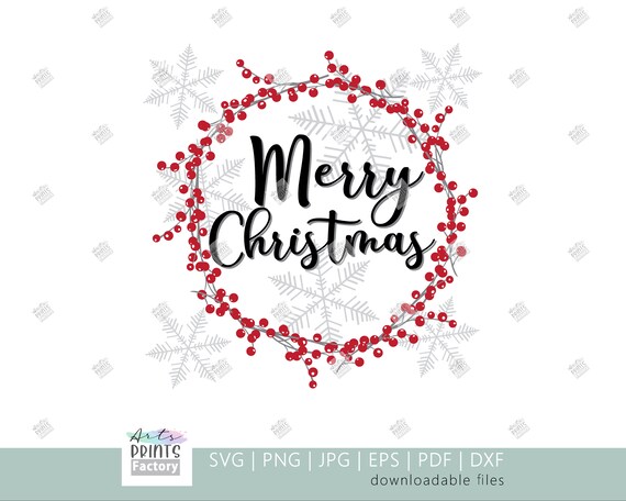 Merry Christmas Berries Wrath Svg Christmas Svg Holiday SVG - Etsy