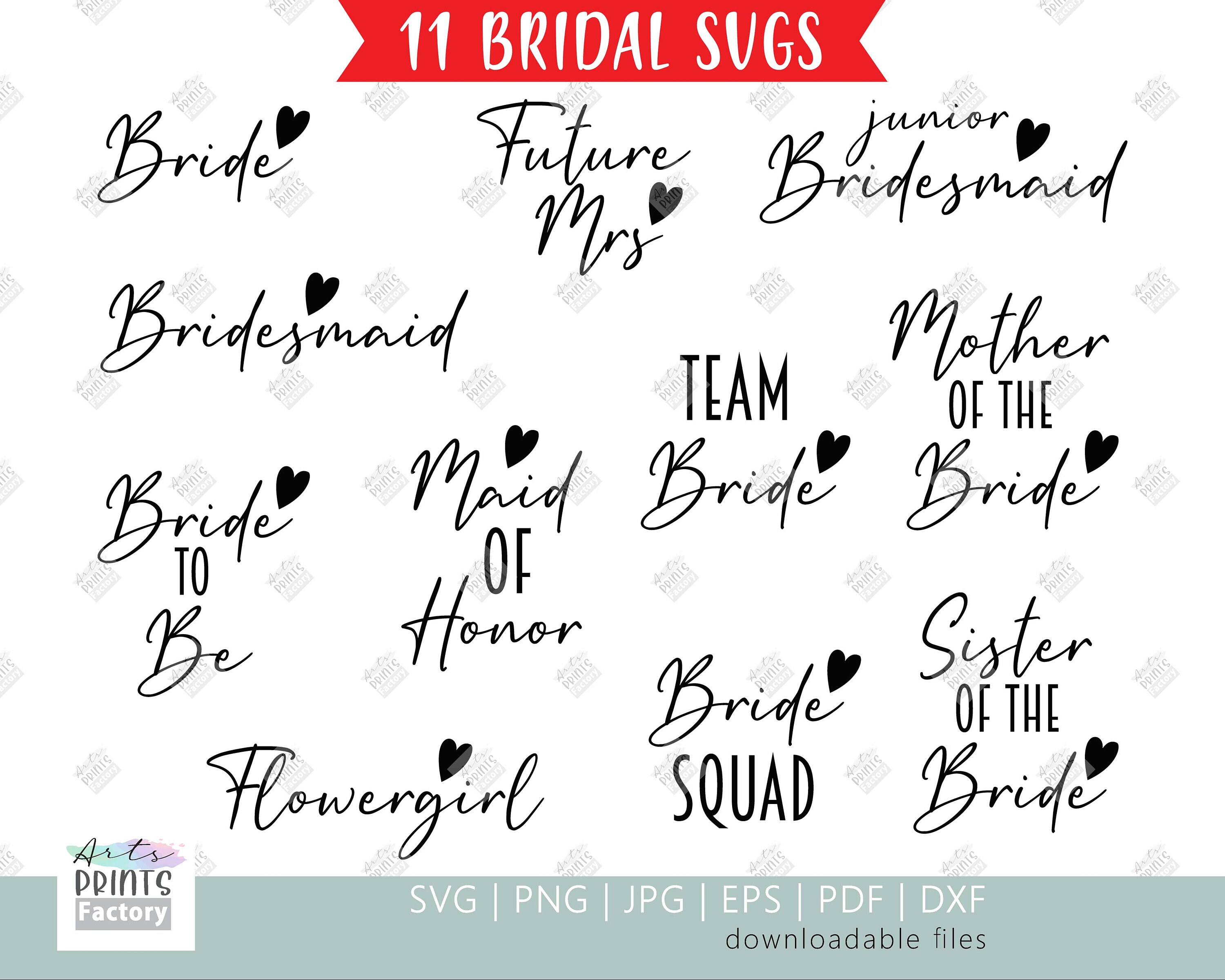 Bridal Words Bundle of 11 Bride Svg Bridesmaid Svg Matron - Etsy Canada