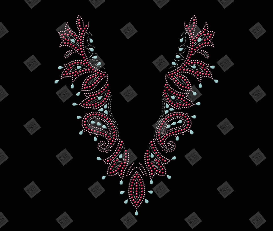 Neckline Decoration Hot Fix Rhinestone and Metal Stud SVG - Etsy