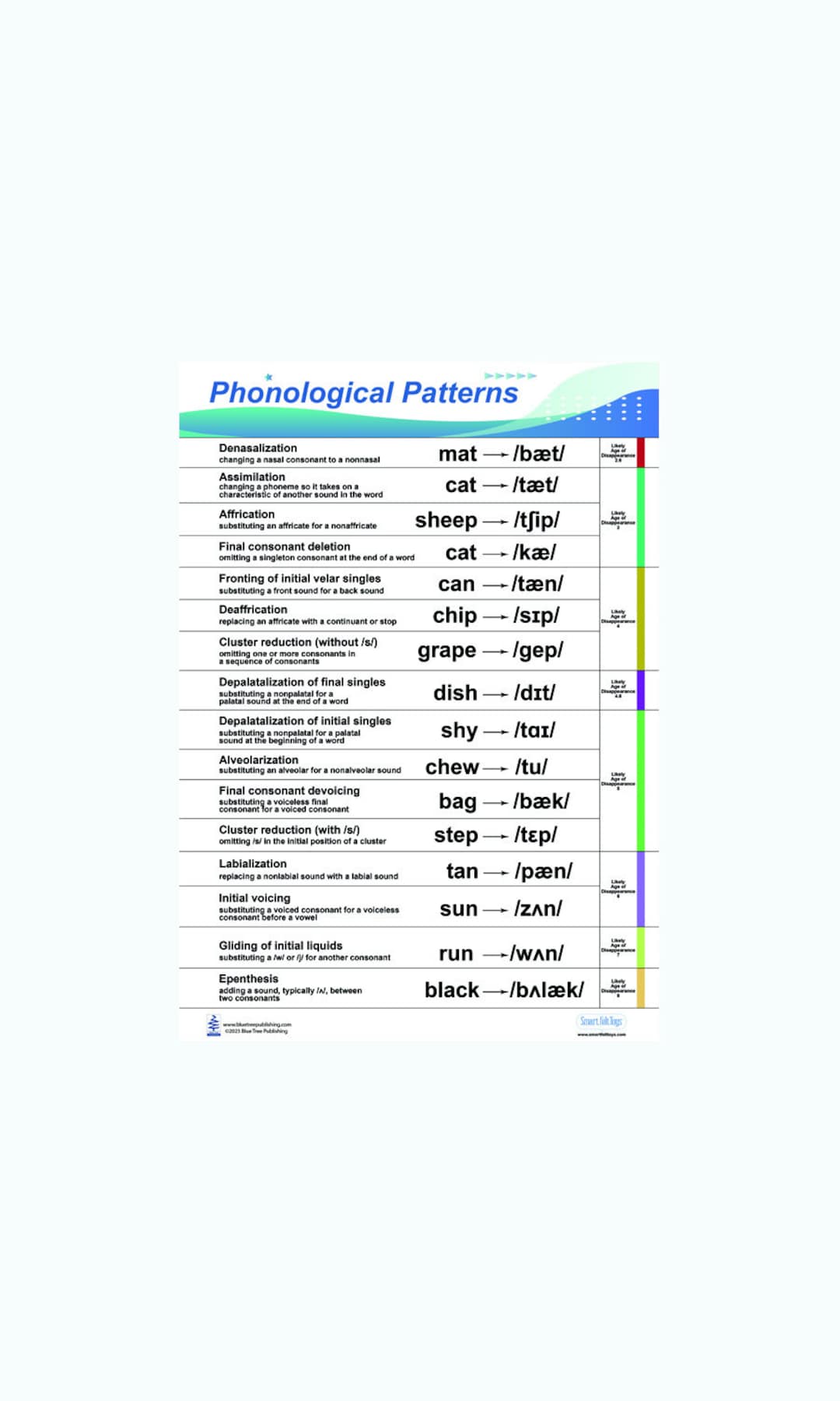 Phonological Pattern Chart for SLP Speech Language Pathologists, Patterns of Sound Errors That ...