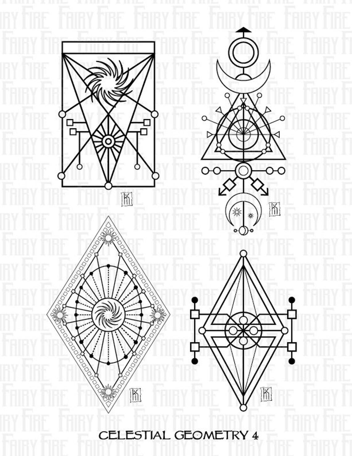 Sun & Moon, Stars, Celestial, Mystical, Magical, Heavenly, Geometric ...