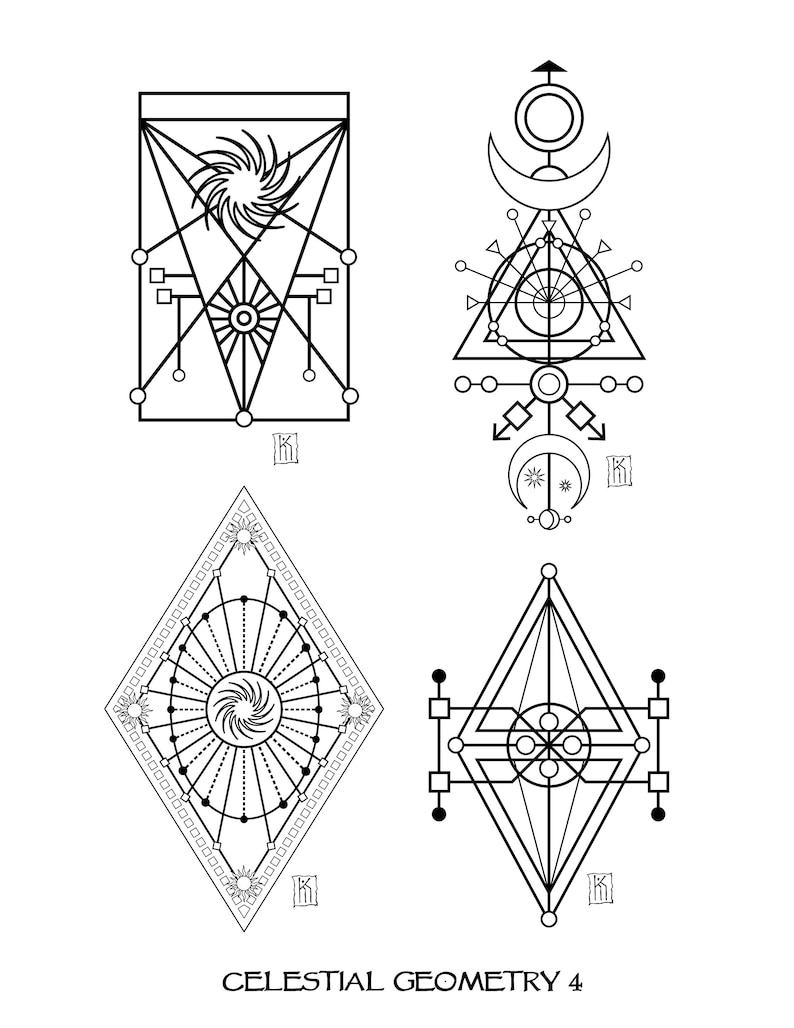 Sun & Moon, Stars, Celestial, Mystical, Magical, Heavenly, Geometric, Astrological, Arcane ...