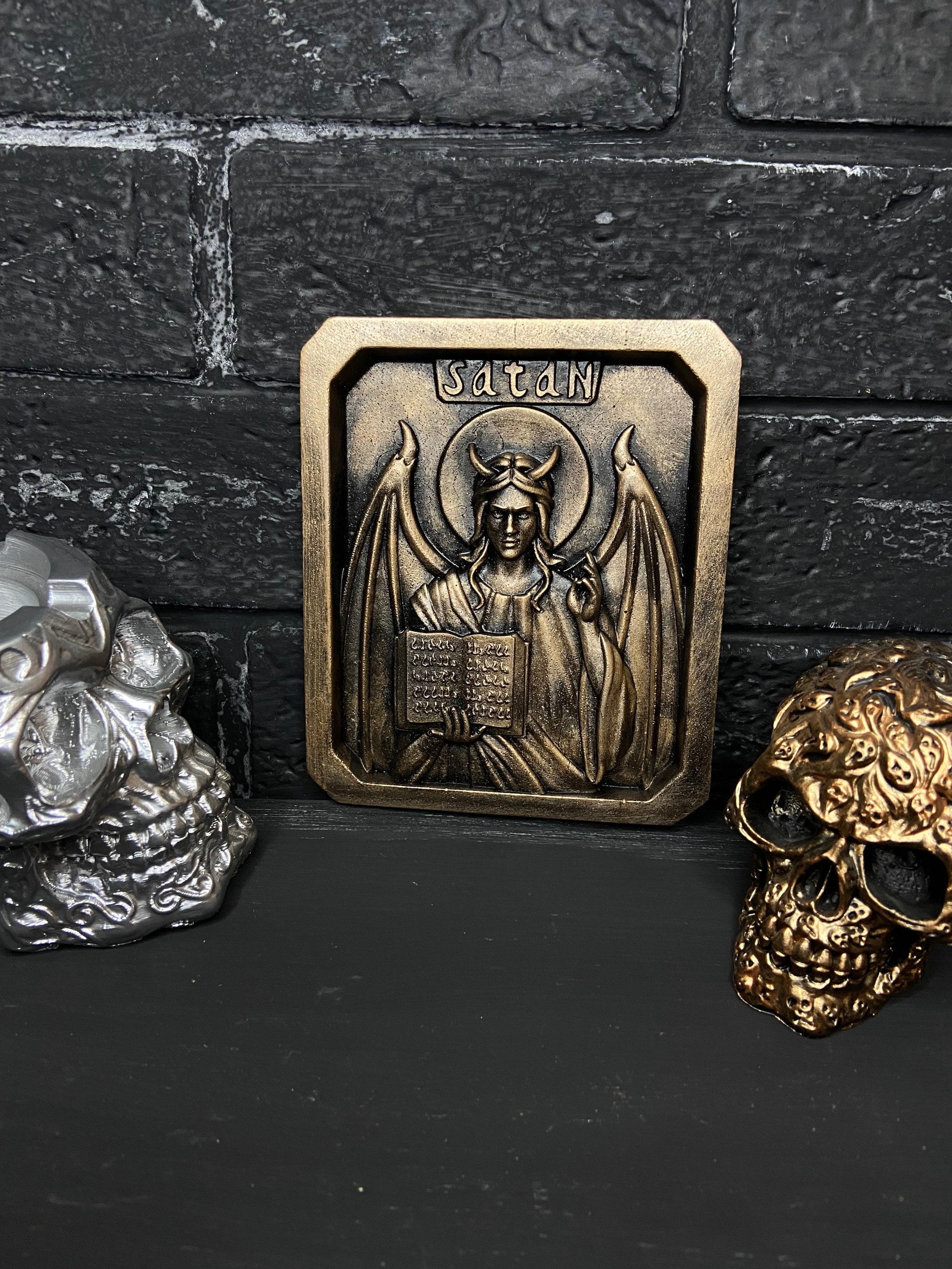 Satan icon Satan Altar Icon black magic spells | Etsy