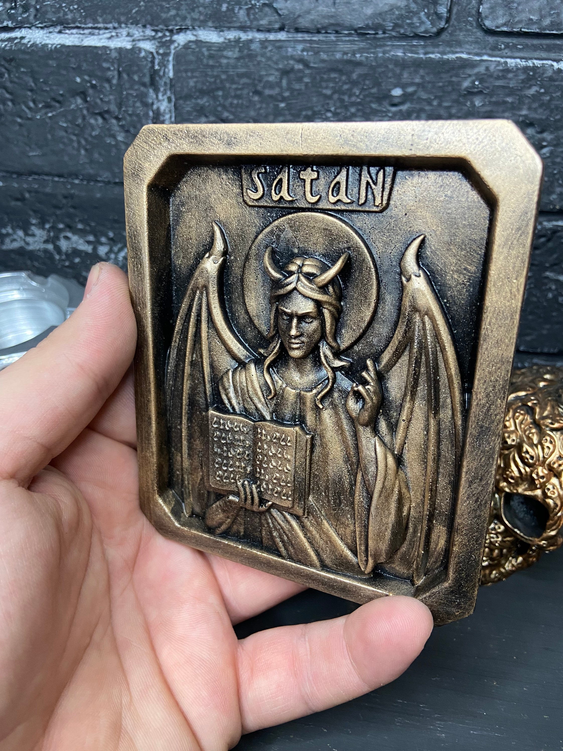 Satan icon Satan Altar Icon black magic spells | Etsy