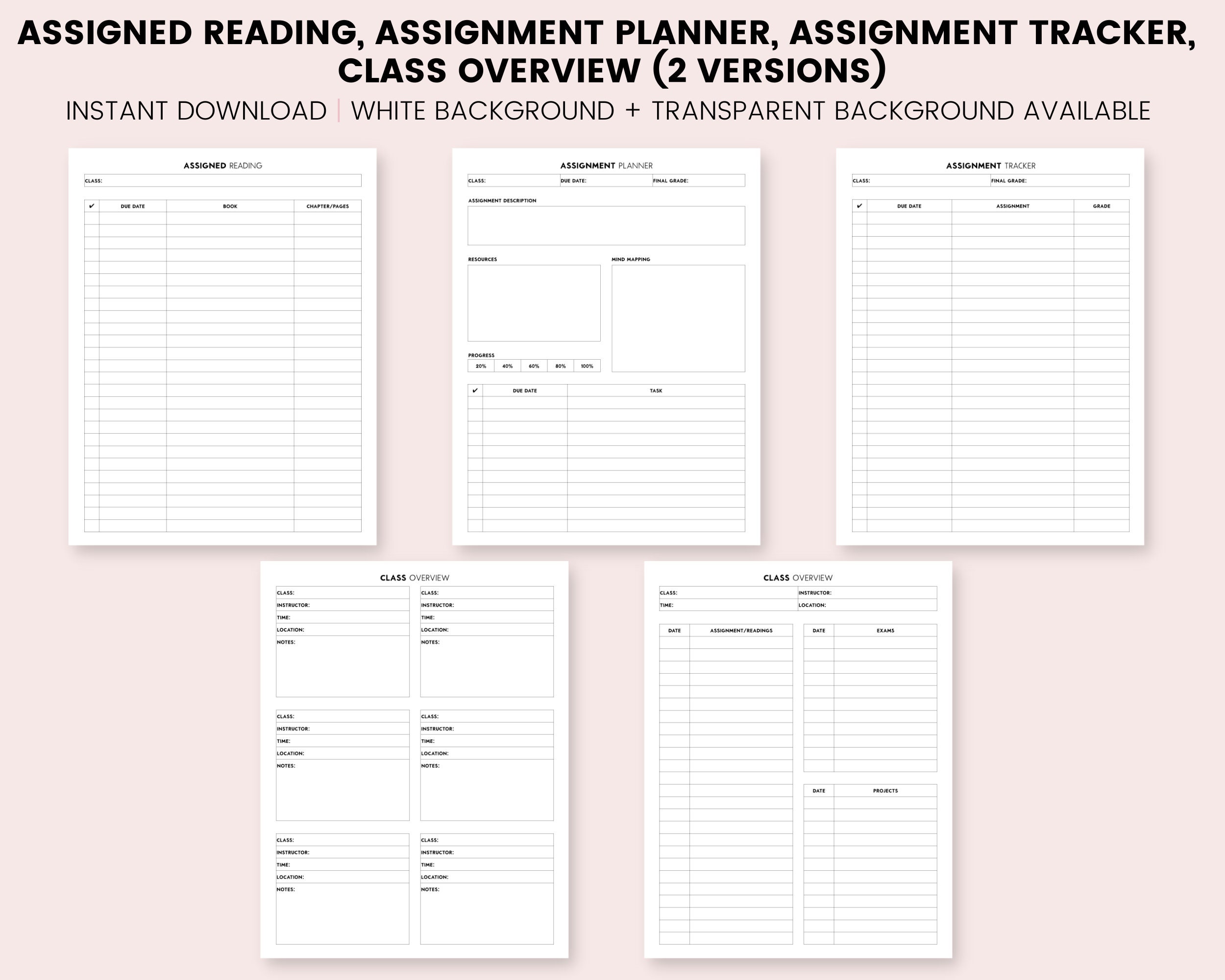Student Digital Planner Templates Student Planner Inserts - Etsy