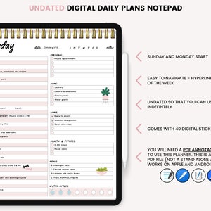 Daily Digital Planner, Daily Planner Notepad, Daily Schedule, Daily ...