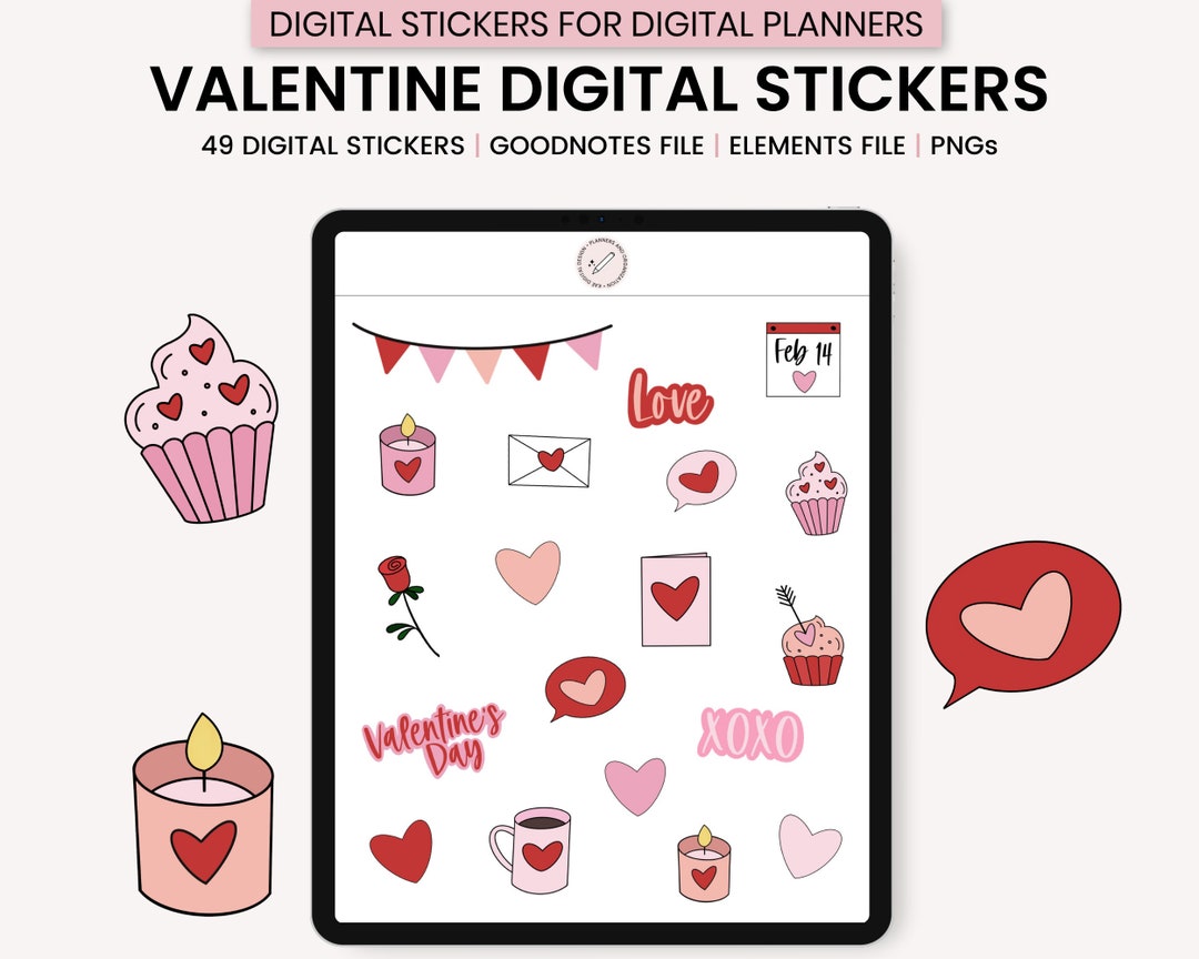 Digital Valentine's Day Stickers, Digital Planner Stickers Widgets ...
