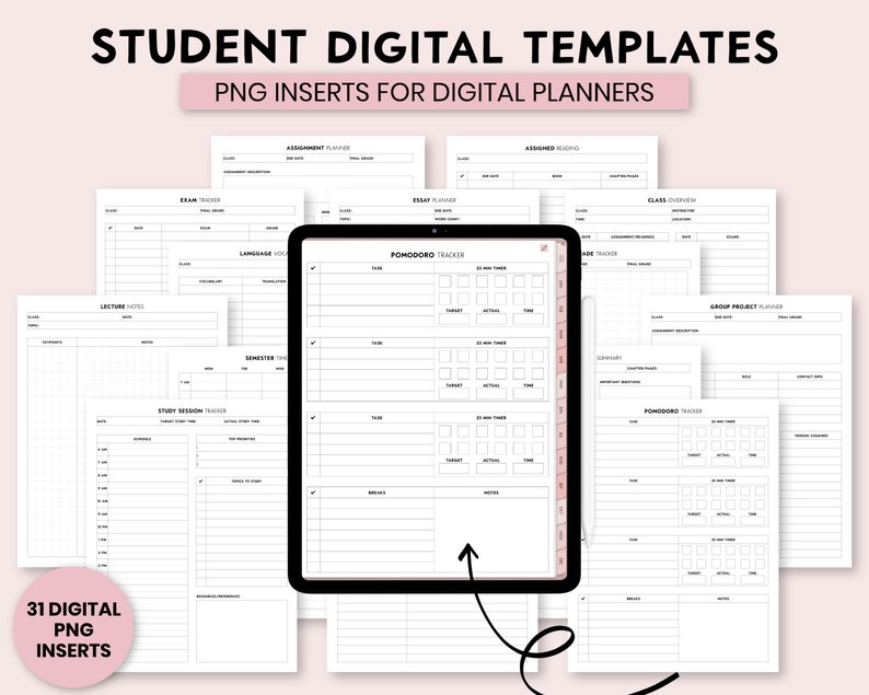 Student Digital Planner Templates Student Planner Inserts - Etsy