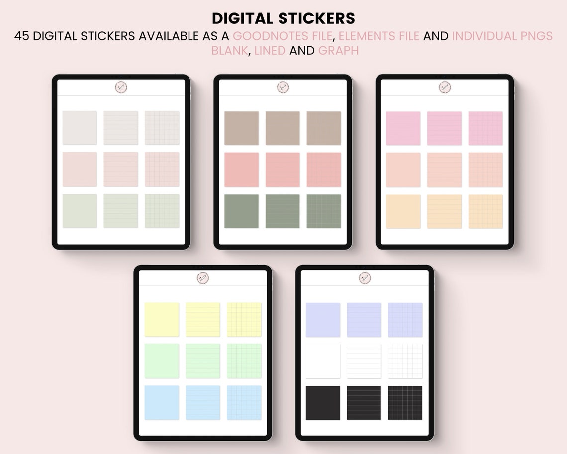 Sticky Note Digital Stickers Decorative Digital Stickers - Etsy