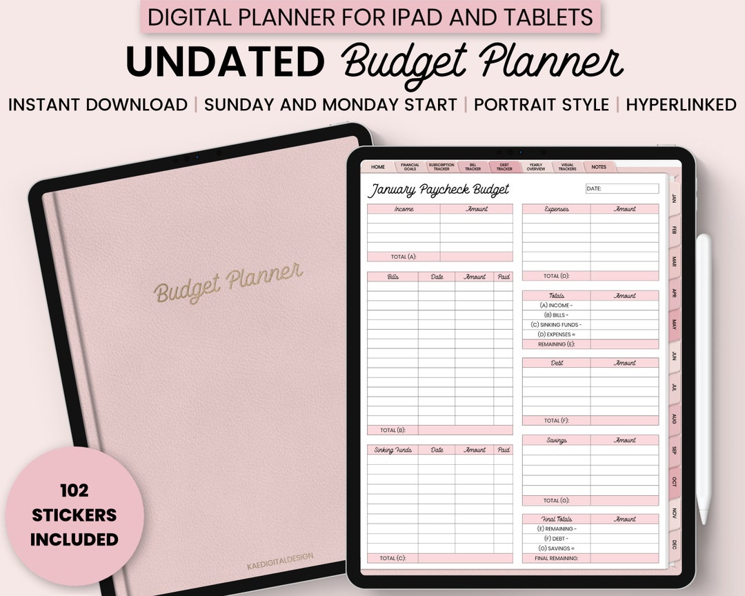Digital Budget Planner, Digital Finance Planner, Digital Planner, Bi ...