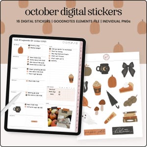 October Themed Digital Stickers, Autumn Digital Stickers, Halloween ...