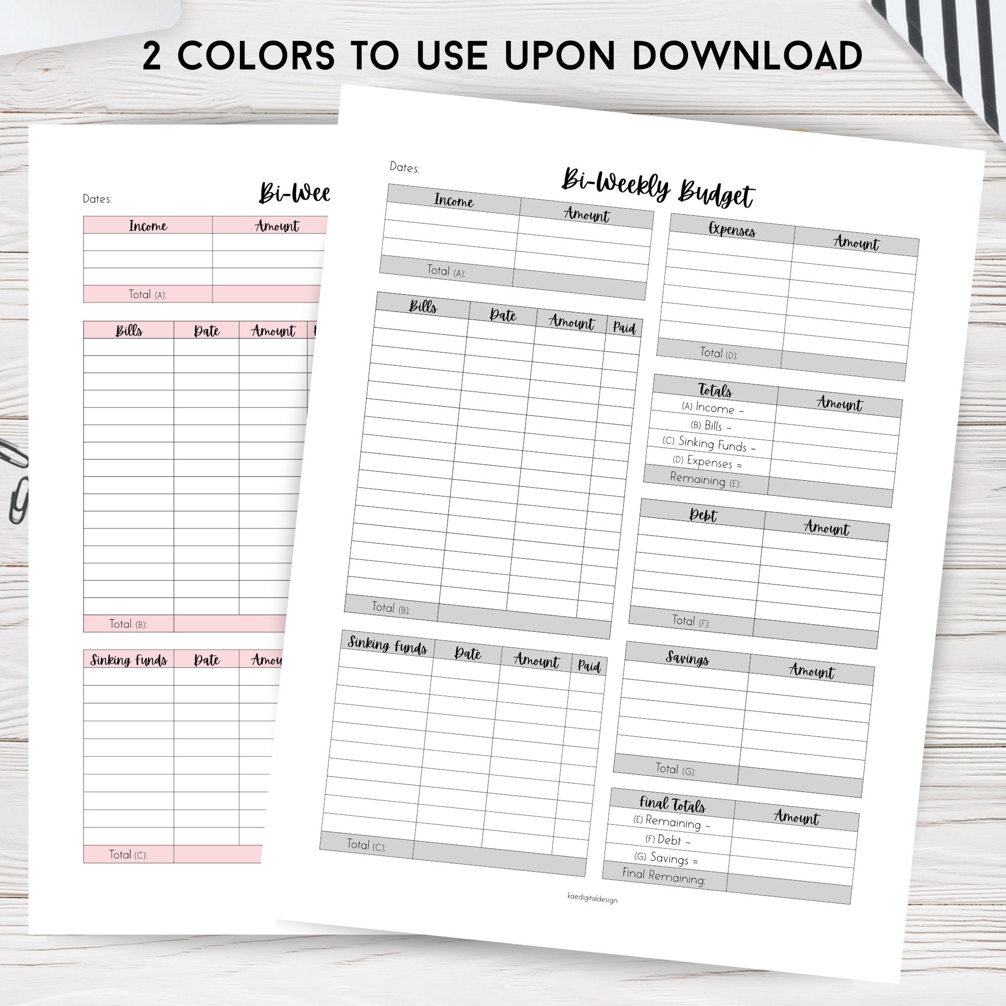 Budget Planner Printable Digital PDF Monthly Finance Half Size EDITABLE ...