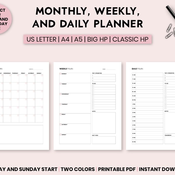 Weekly Work Planner - Etsy