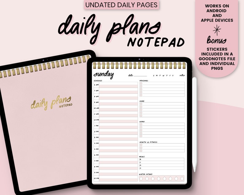 Daily Digital Planner Daily Planner Notepad Daily Schedule - Etsy Canada