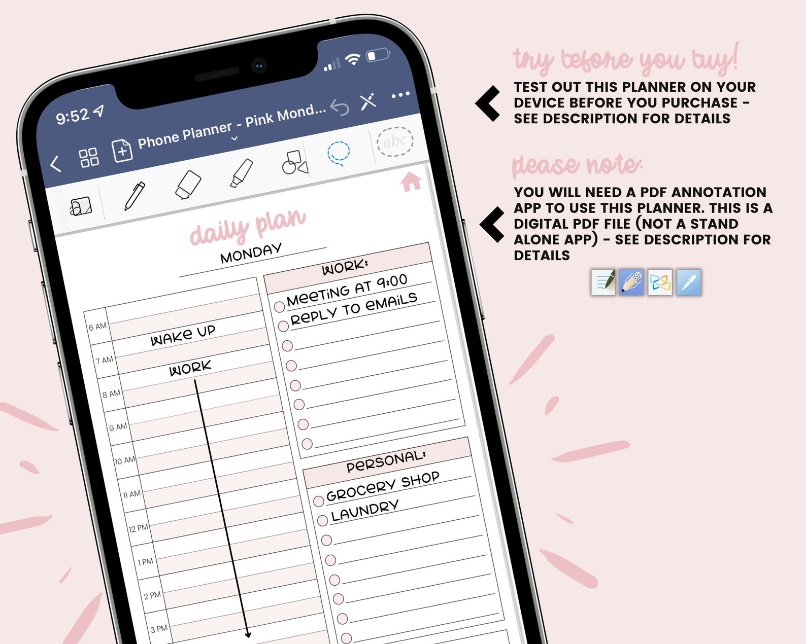 Digital Phone Planner Digital Pocket Planner Iphone Digital | Etsy