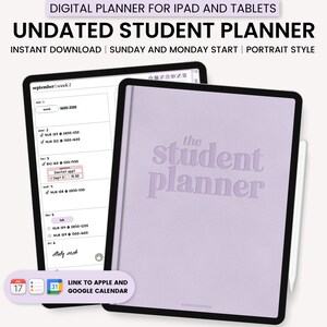 Undated Student Digital Planner, Academic Digital Planner, College ...
