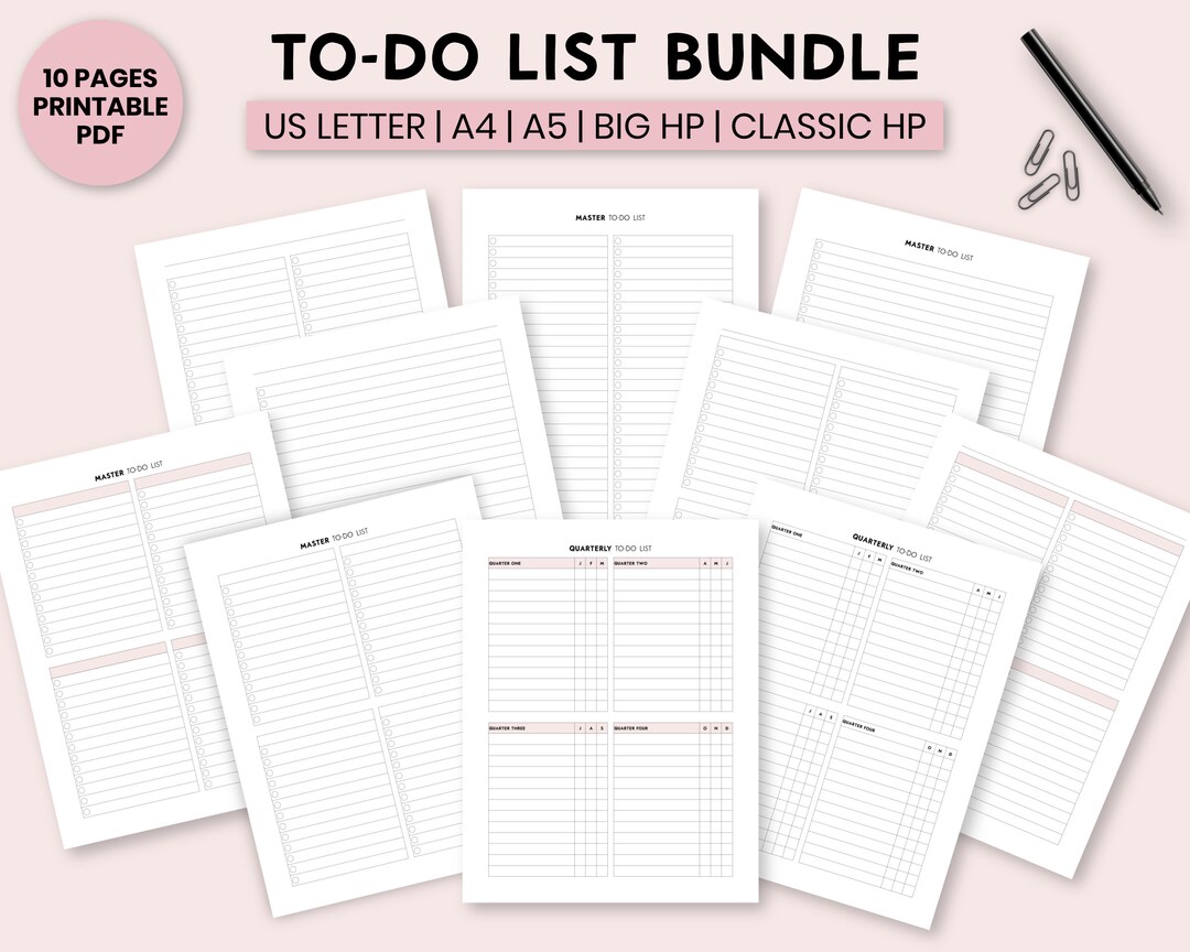 To Do List Printable Bundle, Blank Checklist Planner Printable, Daily ...