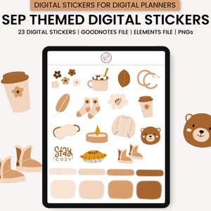 September Themed Digital Stickers, Autumn Digital Stickers, Fall ...