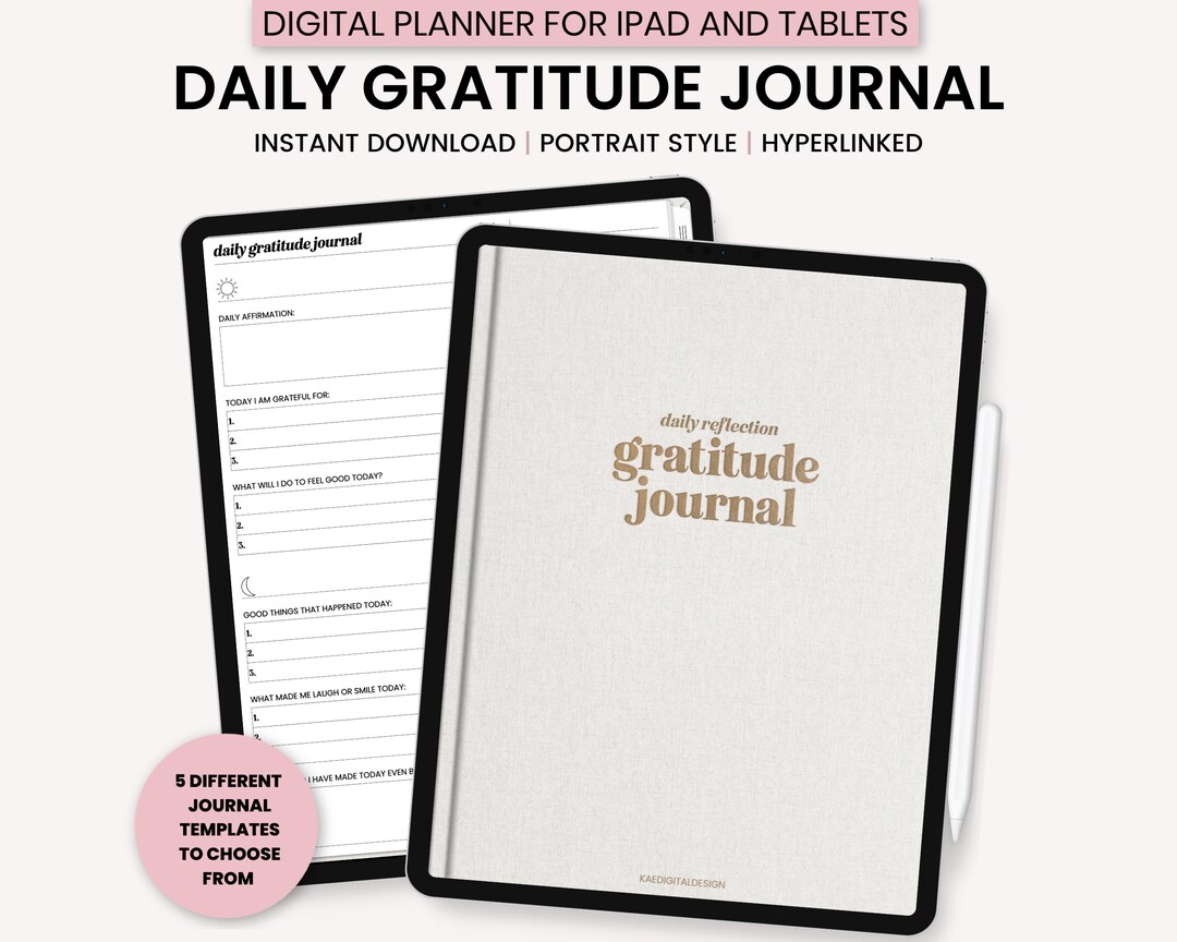 Digital Gratitude Journal, Digital 5 Minute Journal, Digital Self-care ...
