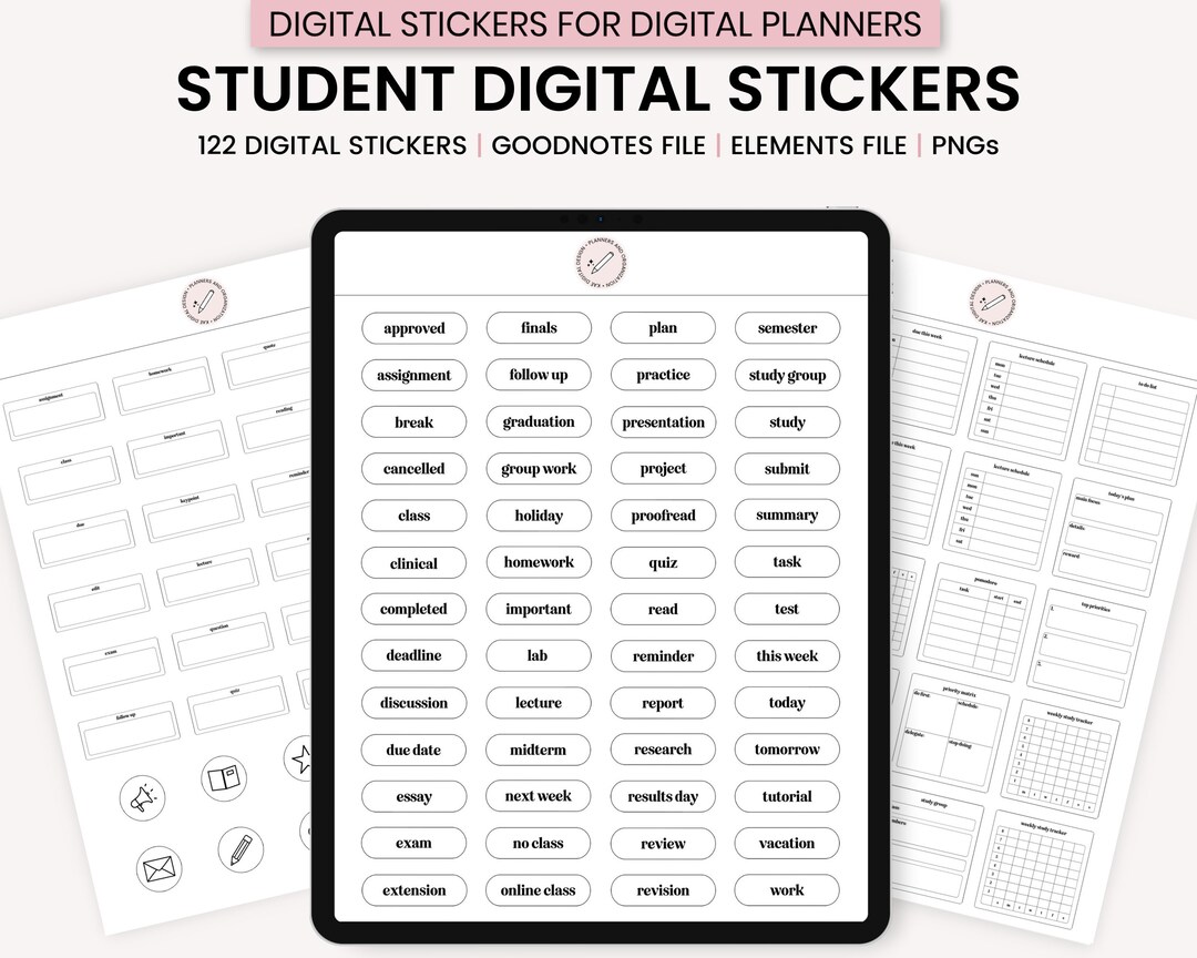 Digital Student Stickers, Digital Academic Stickers, College Digital ...