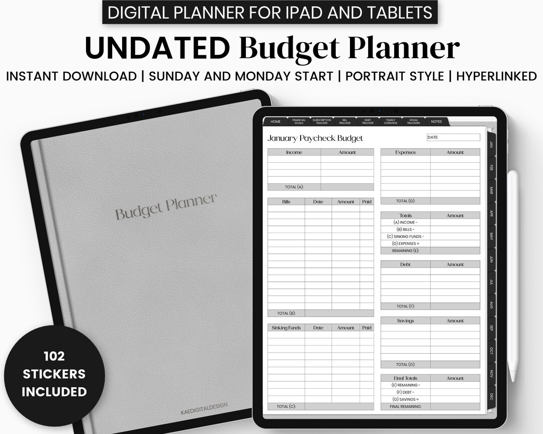 Digital Budget Planner, Digital Finance Planner, Digital Planner, Bi ...