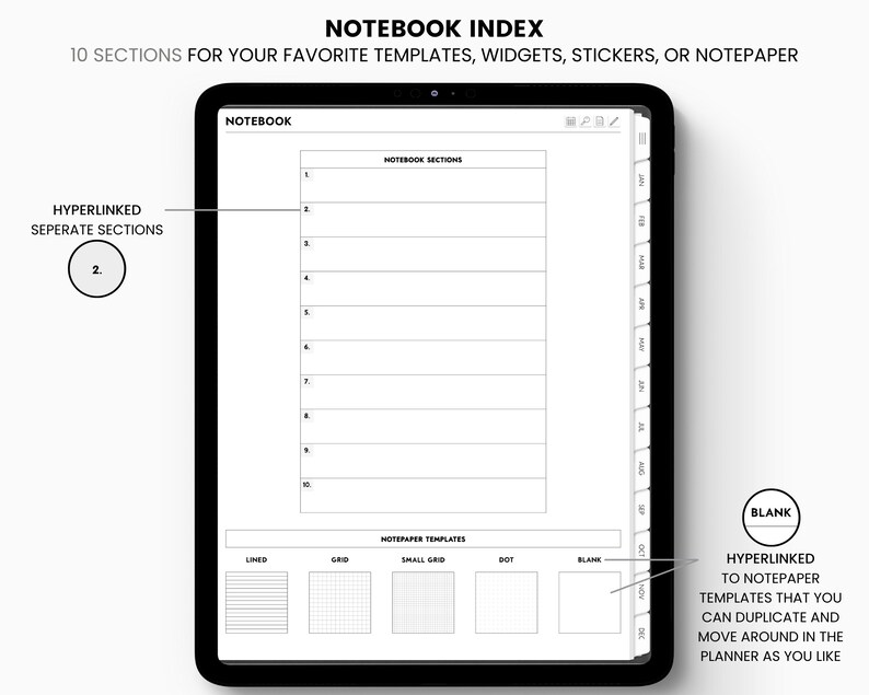 Undated Essential Digital Planner Portrait Planner - Etsy