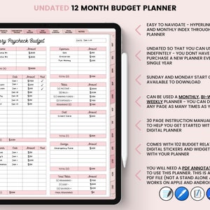 Digital Budget Planner, Digital Finance Planner, Digital Planner, Bi ...