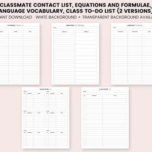 Student Digital Planner Templates Student Planner Inserts - Etsy