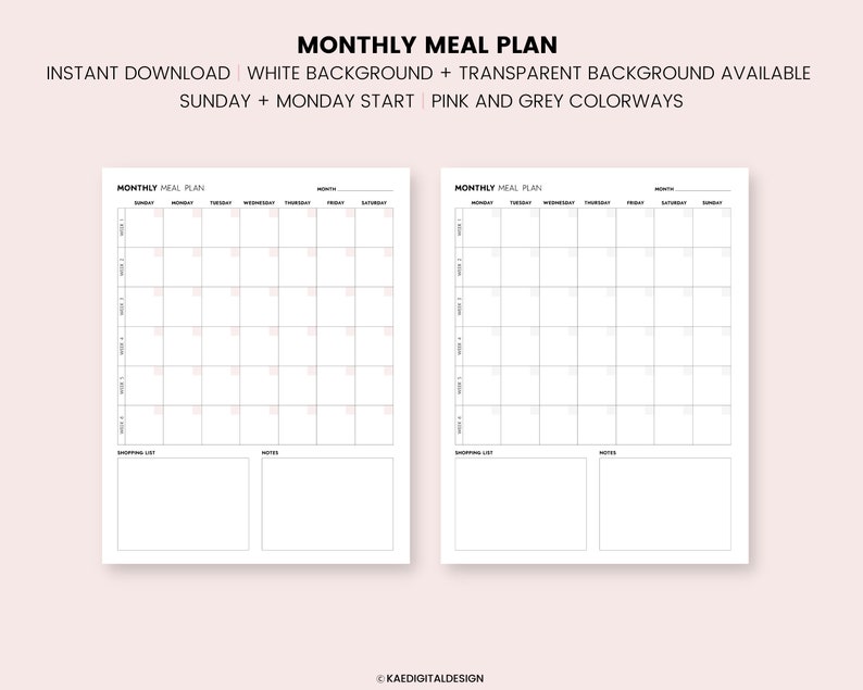 Meal Planning Digital Planner Template Grocery List Template - Etsy