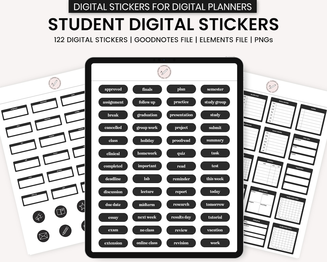 Digital Student Stickers, Digital Academic Stickers, College Digital ...