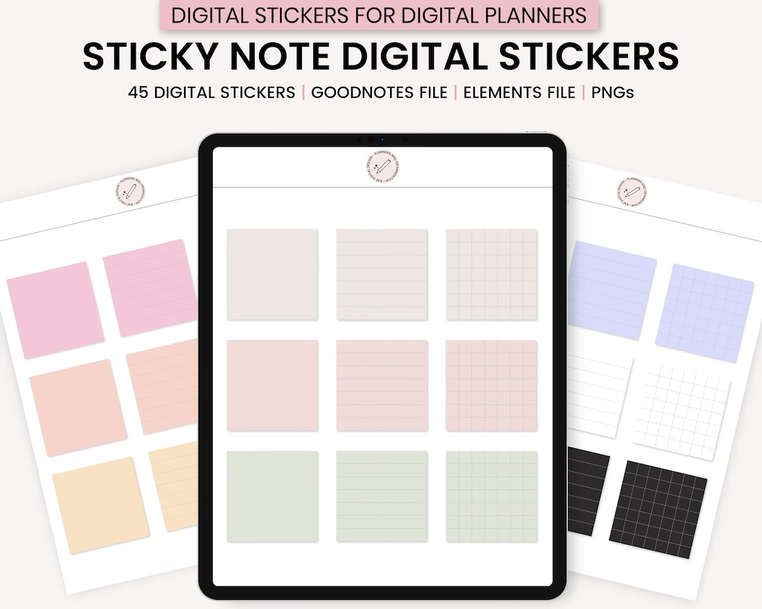 Sticky Note Digital Stickers, Decorative Digital Stickers, Goodnotes ...