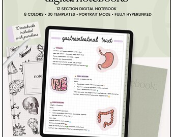 12 Subject Digital Notebook for Goodnotes, Student Digital Notebook for ...
