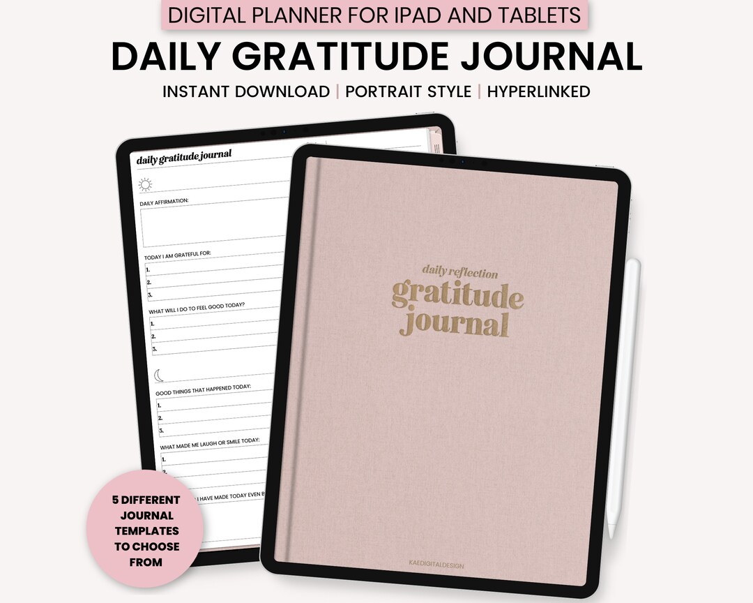 Digital Gratitude Journal, Digital 5 Minute Journal, Digital Self-care ...