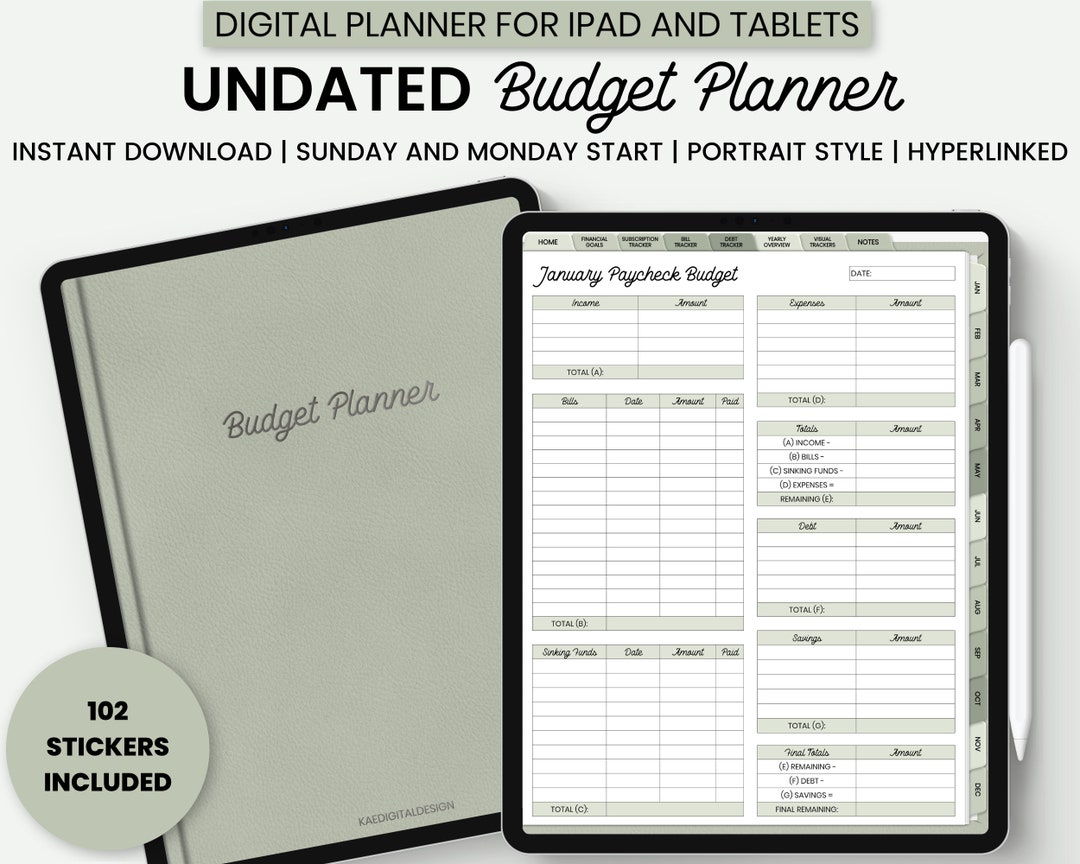 Digital Budget Planner, Digital Finance Planner, Digital Planner, Bi ...