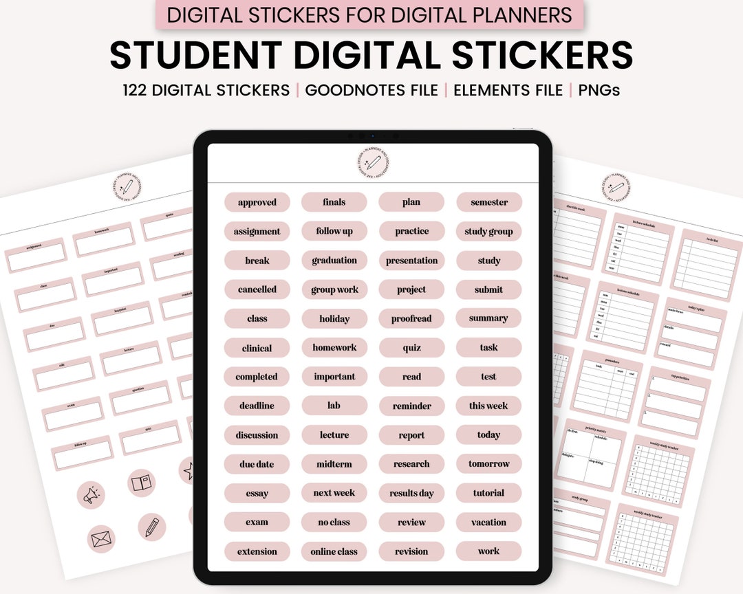 Digital Student Stickers, Digital Academic Stickers, College Digital ...