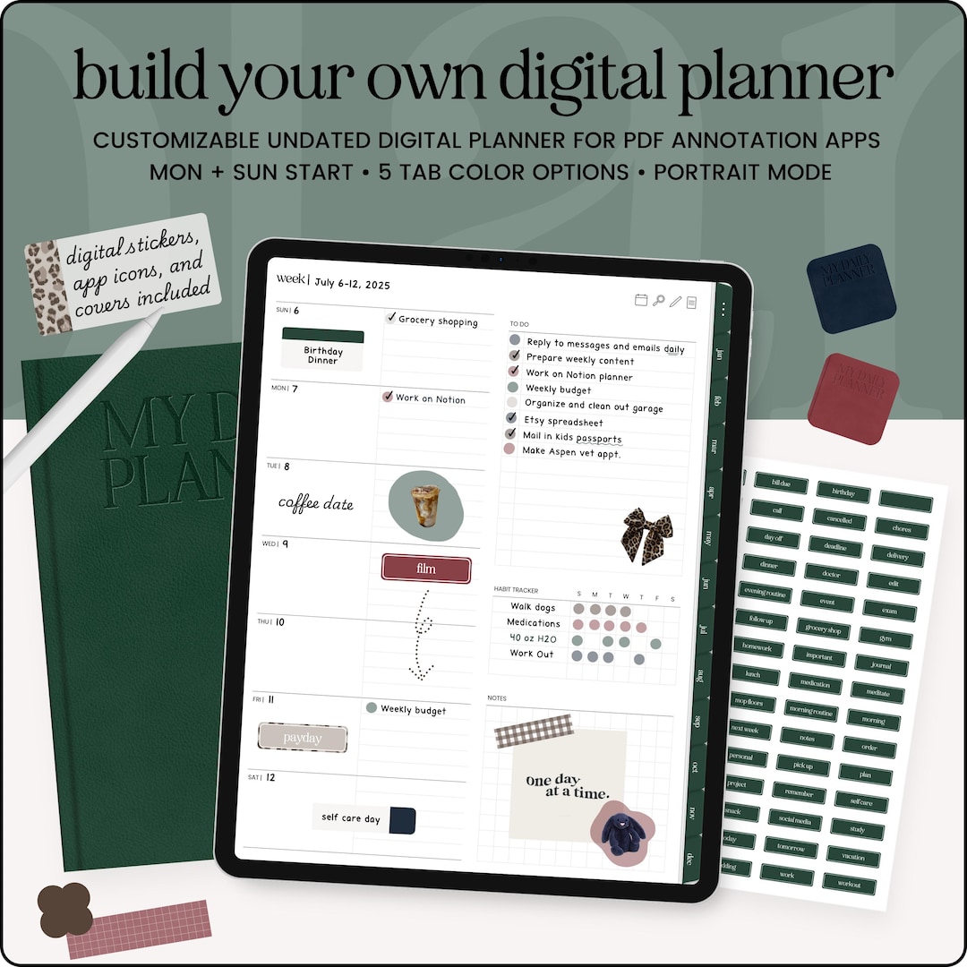 Undated Digital Planner, Minimalist Planner, Goodnotes Digital Planner ...
