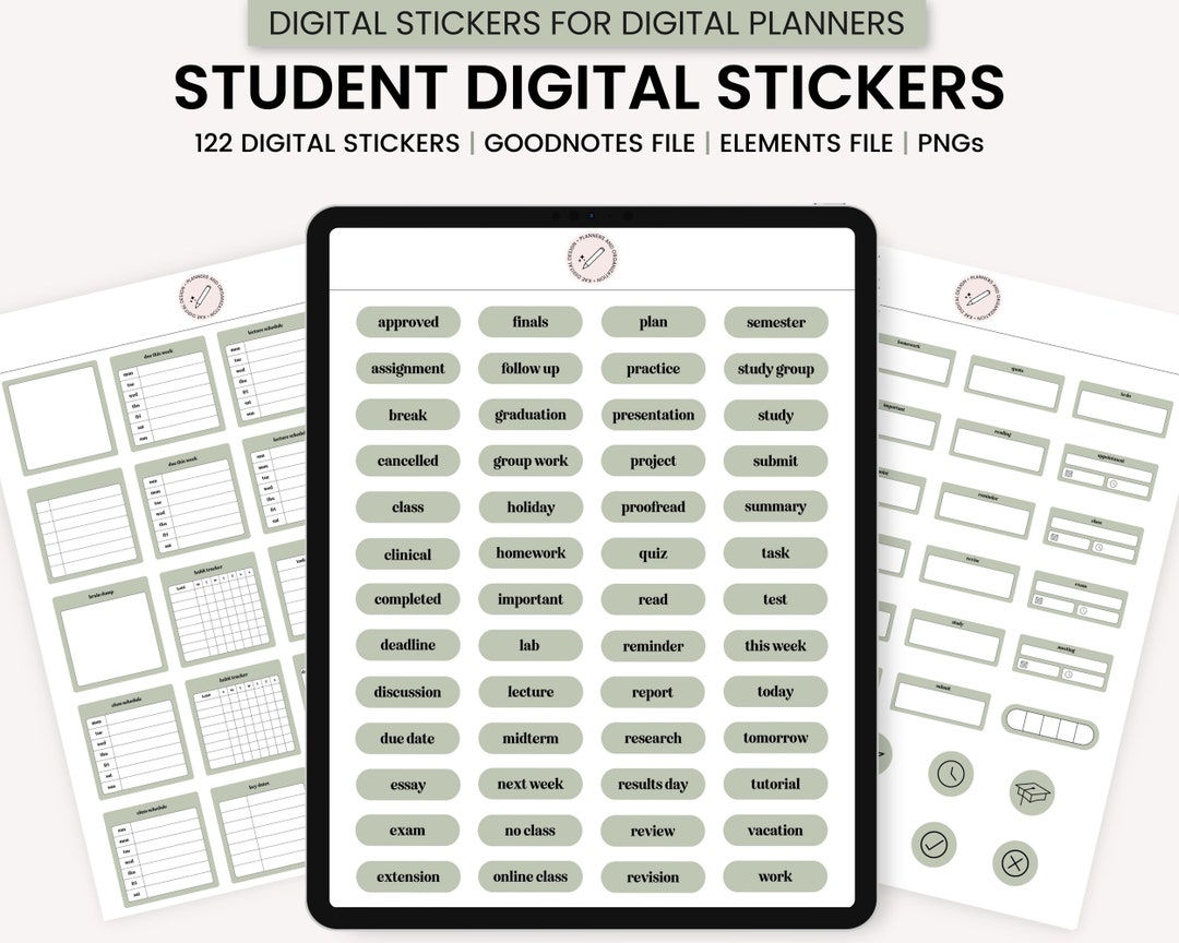 Digital Student Stickers, Digital Academic Stickers, College Digital ...