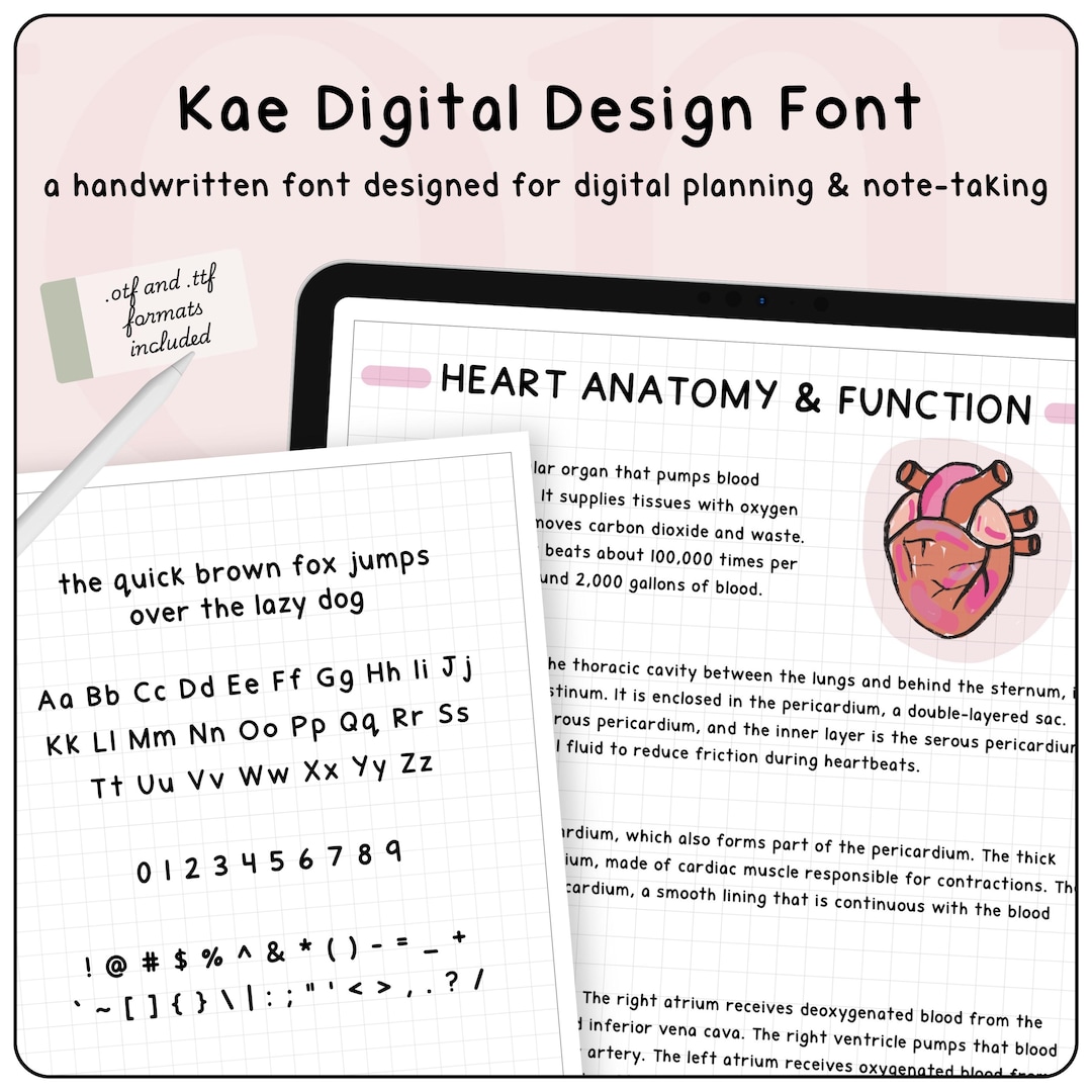 Kae Digital Design Handwritten Font, Digital Planning Font, Goodnotes ...