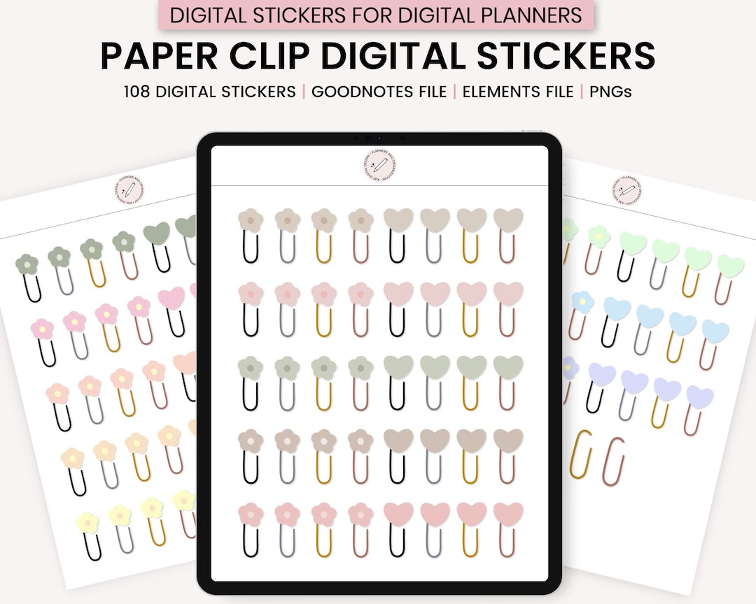 Paperclip Digital Stickers, Decorative Digital Stickers, Goodnotes ...