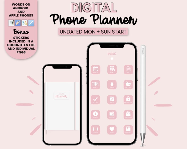 Digital Phone Planner Digital Pocket Planner Iphone Digital | Etsy