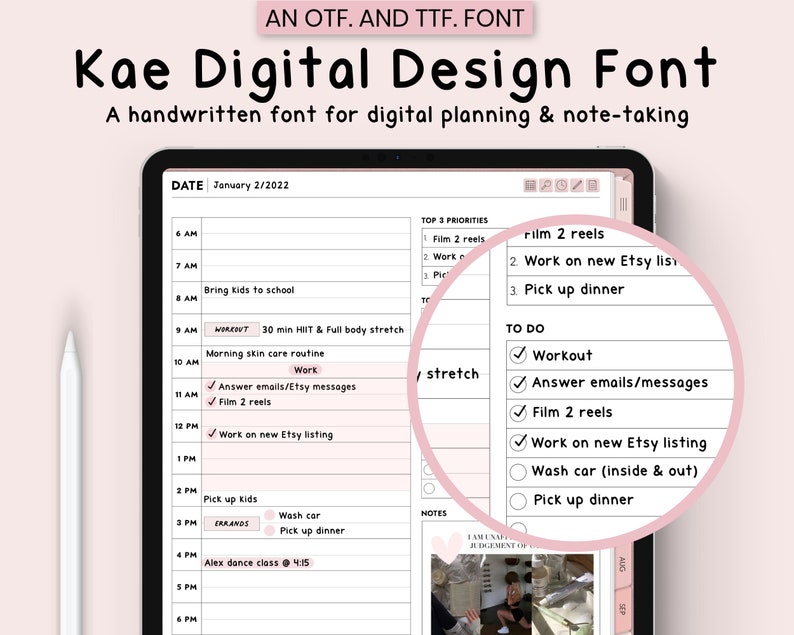 Kae Digital Design Handwritten Font Digital Planning Font - Etsy