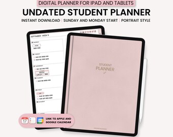 Undated Academic Digital Planner for iPad & Tablet Vertical - Etsy