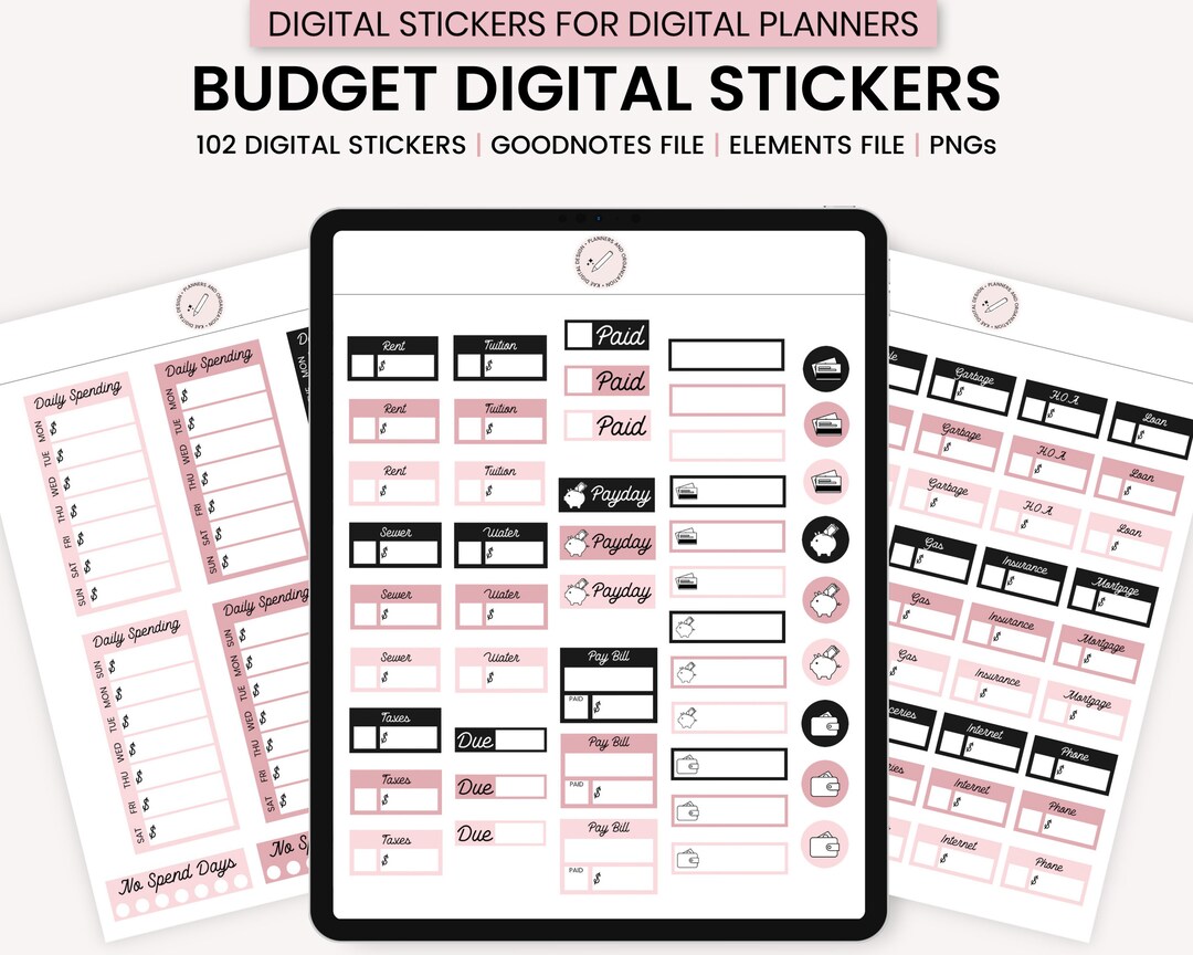 Digital Budget Stickers, Digital Finance Stickers, Goodnotes Digital ...