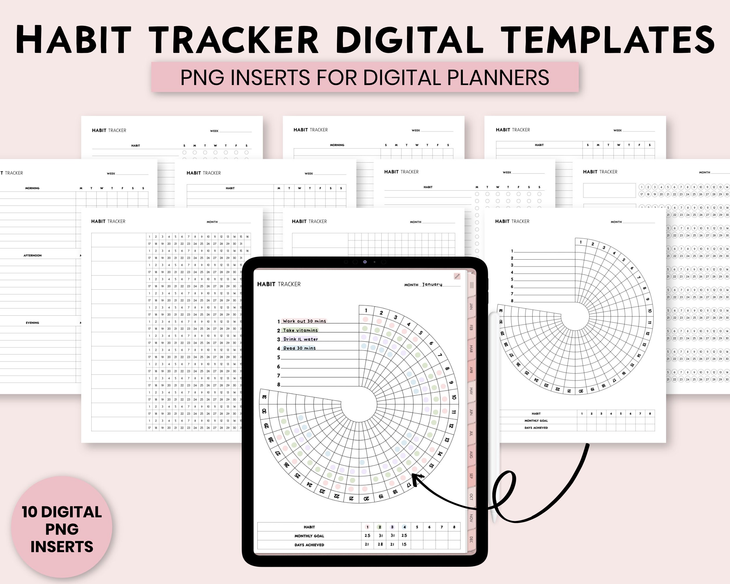 Habit Tracker Digital Planner Template Routine Tracker | Etsy Canada