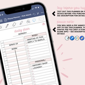 Digital Phone Planner, Digital Pocket Planner, iPhone Digital Planner ...