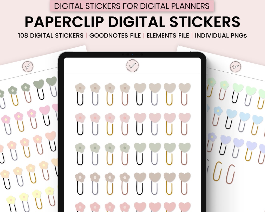 Paperclip Digital Stickers Decorative Digital Stickers - Etsy