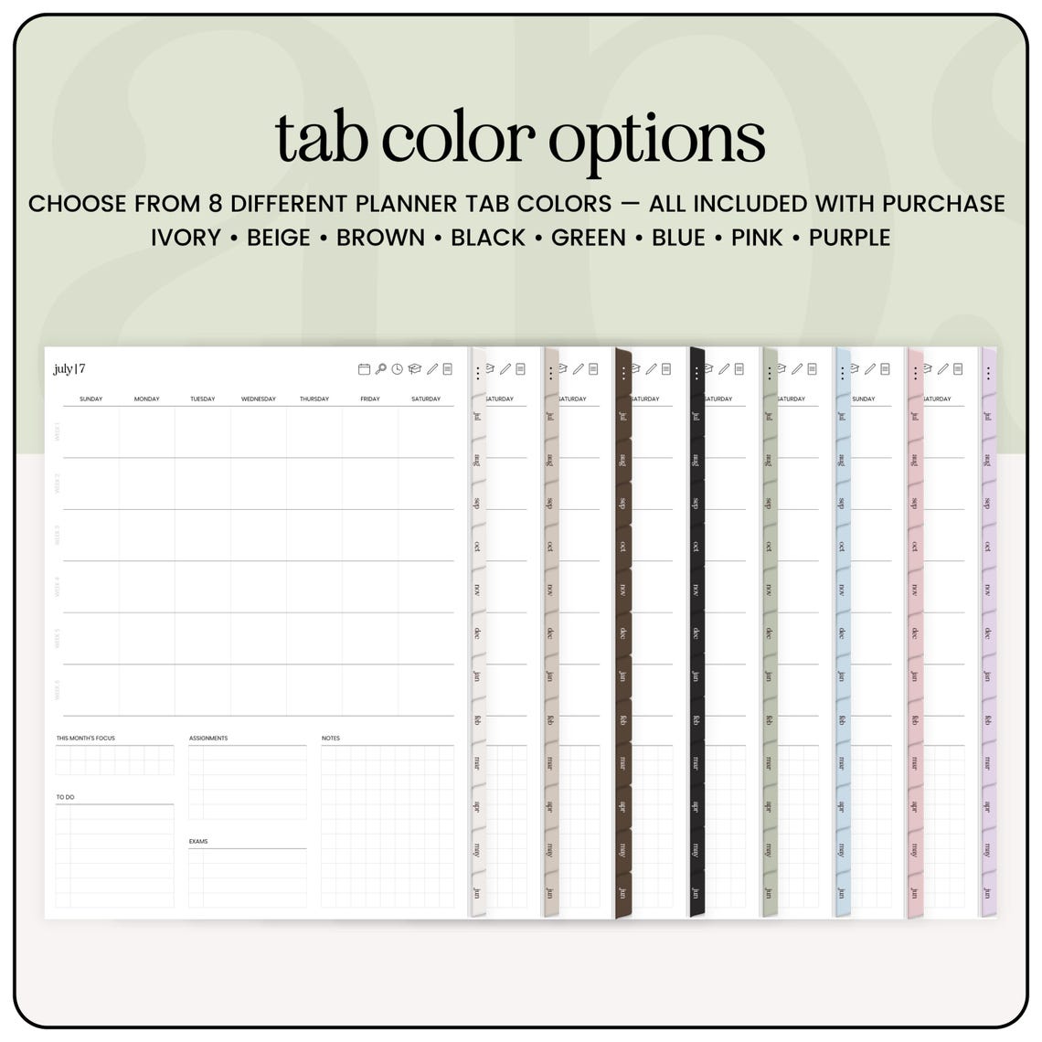 Undated Student Digital Planner for Goodnotes & Ipad, Academic Study ...
